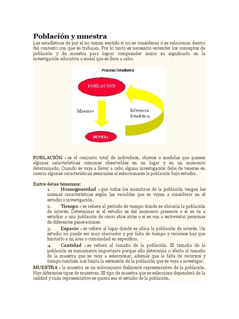 Población y Muestra | PDF | Muestreo (Estadísticas) | Teoría