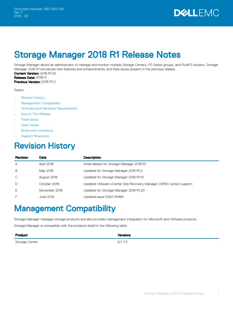 Dell Storage Manager 2018 R1.20 | PDF | Microsoft Sql Server | 64 Bit ...