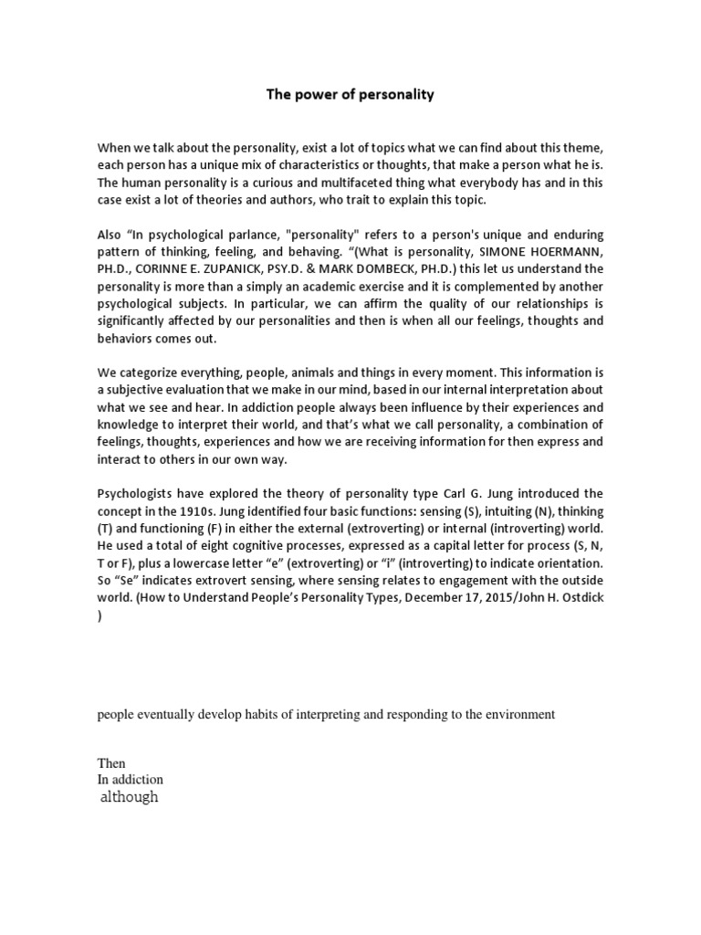 The Power of Personality | PDF | Personality Type | Thought