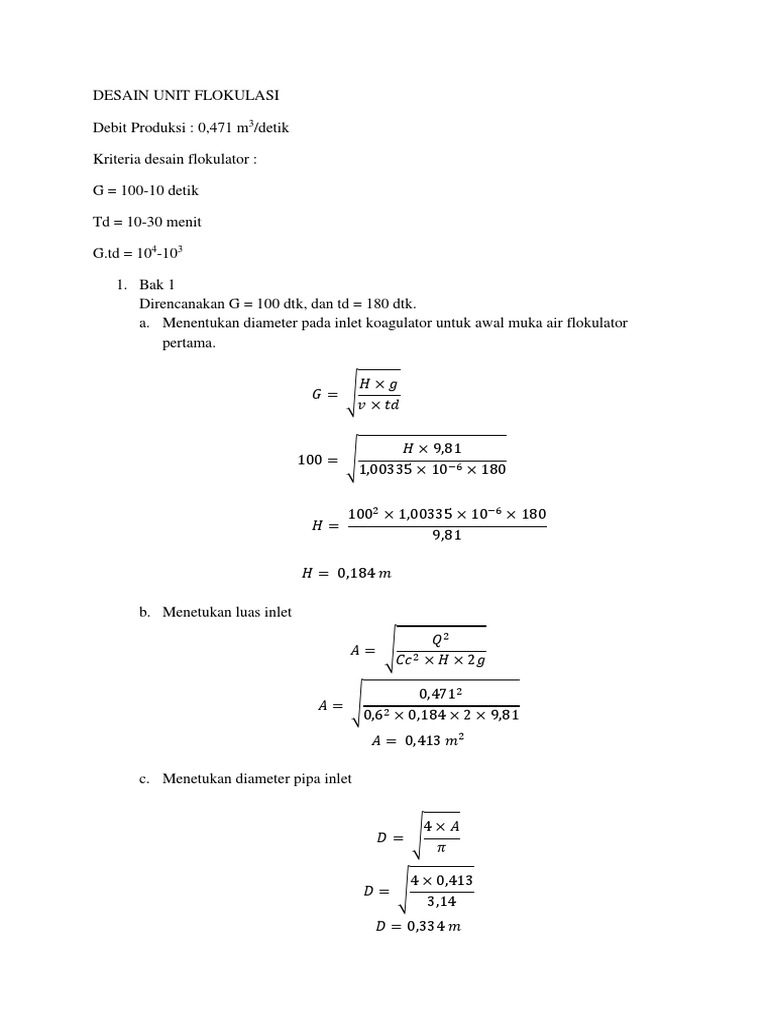Desain Unit Flokulasi (Bpam) | PDF