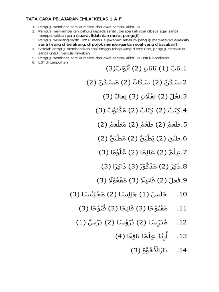 Tata Cara Pelajaran Imla | PDF