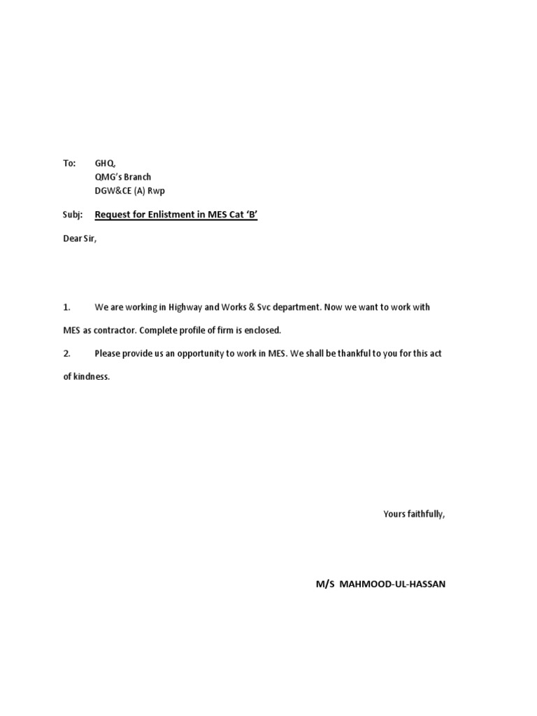 Request Letter Mes Pdf