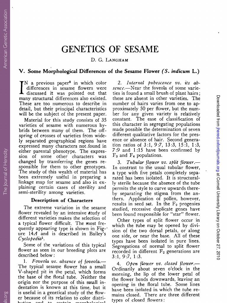 Morphological Variation in Sesame Flowers: A Study of 16 Distinguishing ...