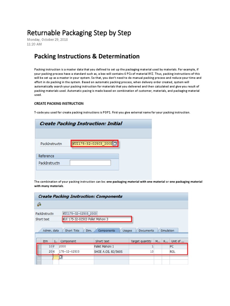 SAP Returnable Packaging Step by Step.docx | Packaging And Labeling ...