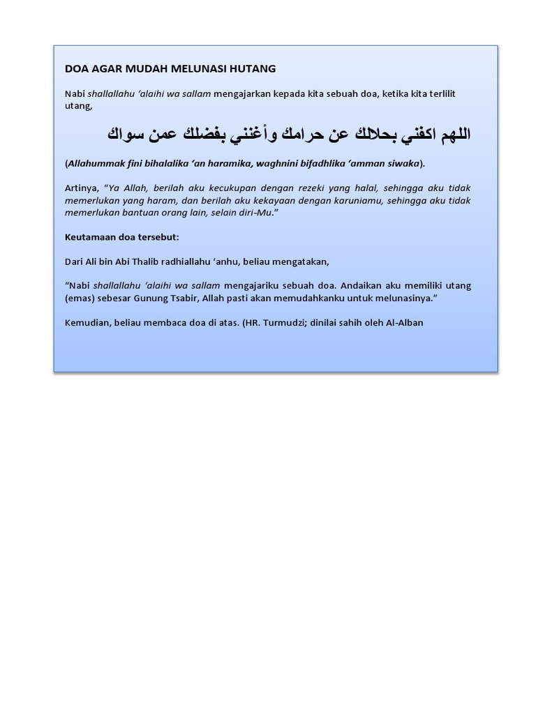 Doa Agar Mudah Melunasi Hutang | PDF