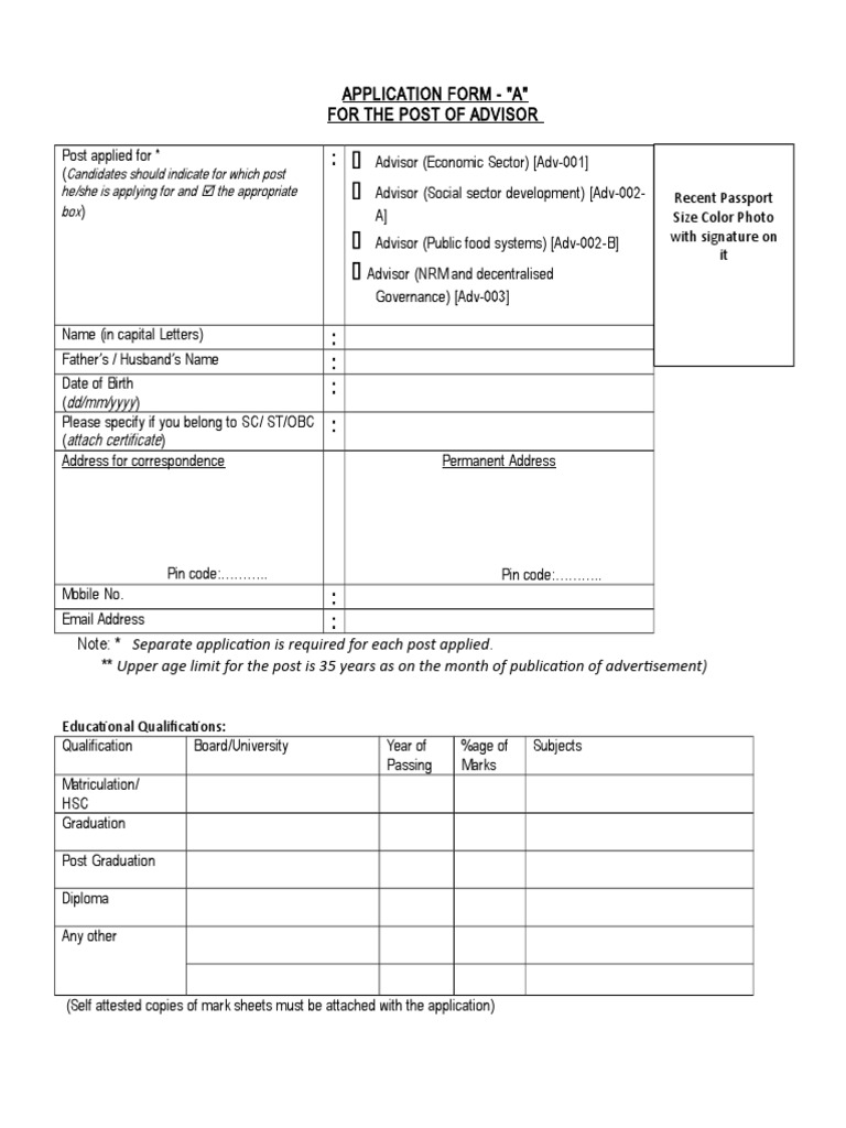 Advisor Application Form Guidelines | PDF | Government | Business