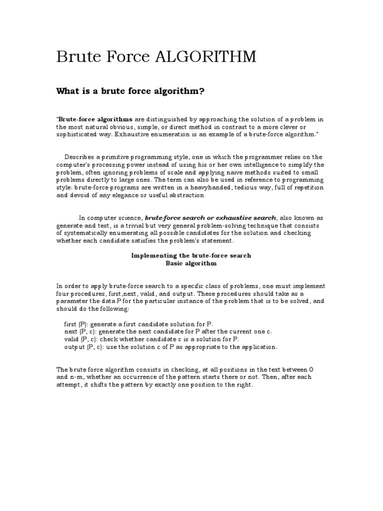 Brute Force Algorithm | PDF | Mathematical Logic | Areas Of Computer ...