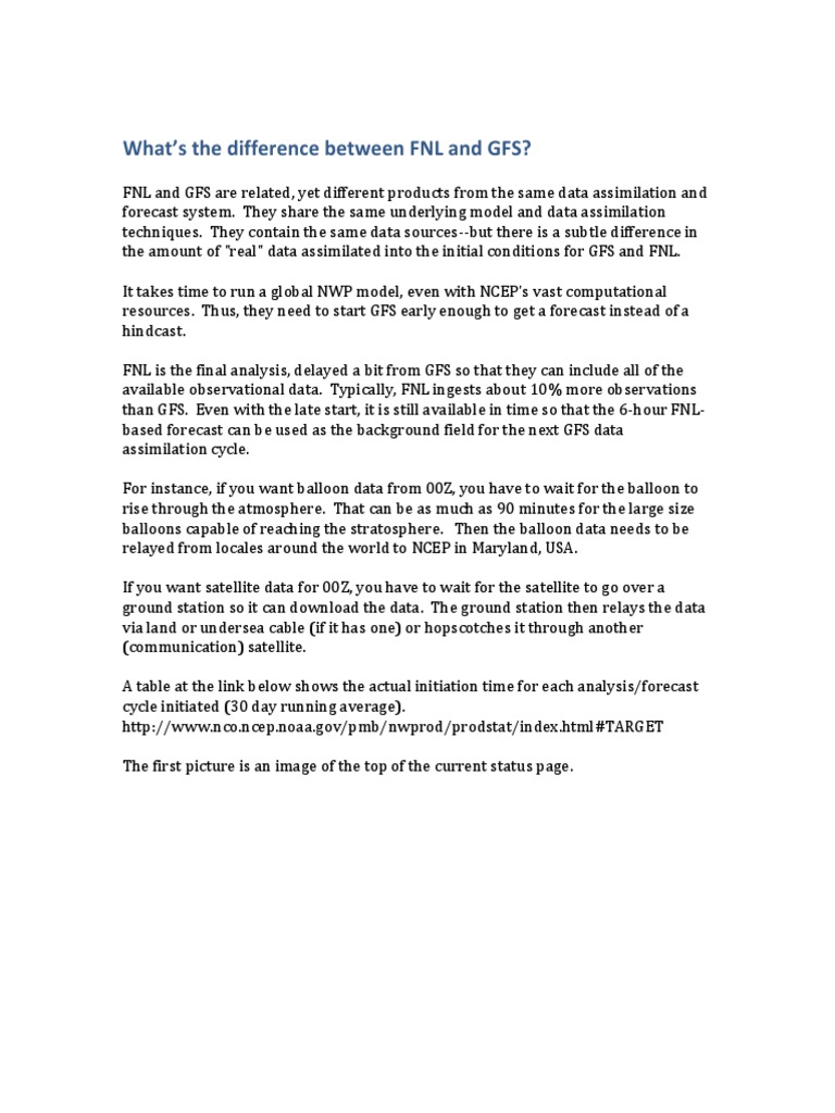 Difference between FNL and GFS analyses | PDF | Numerical Weather ...