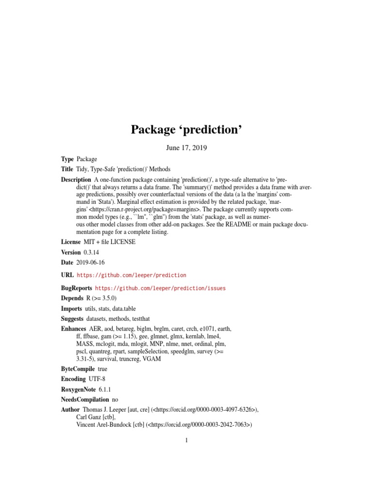 Package Prediction': June 17, 2019 | PDF | Parameter (Computer ...
