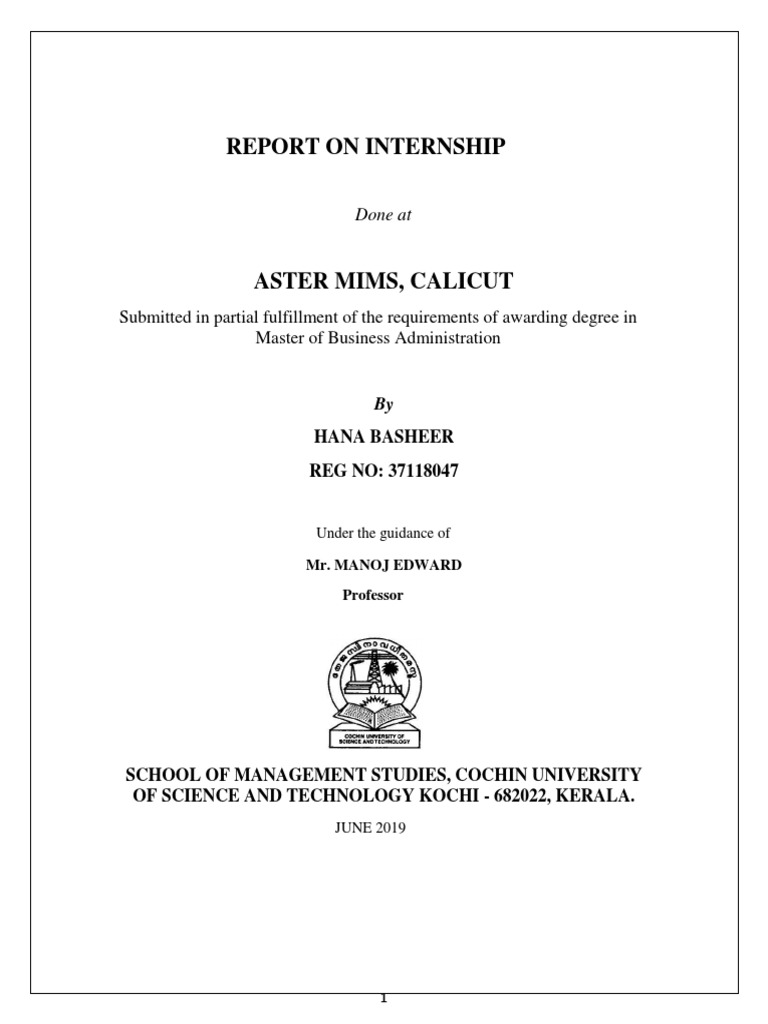 Final Internship Report | PDF | Healthcare Industry | Health Care