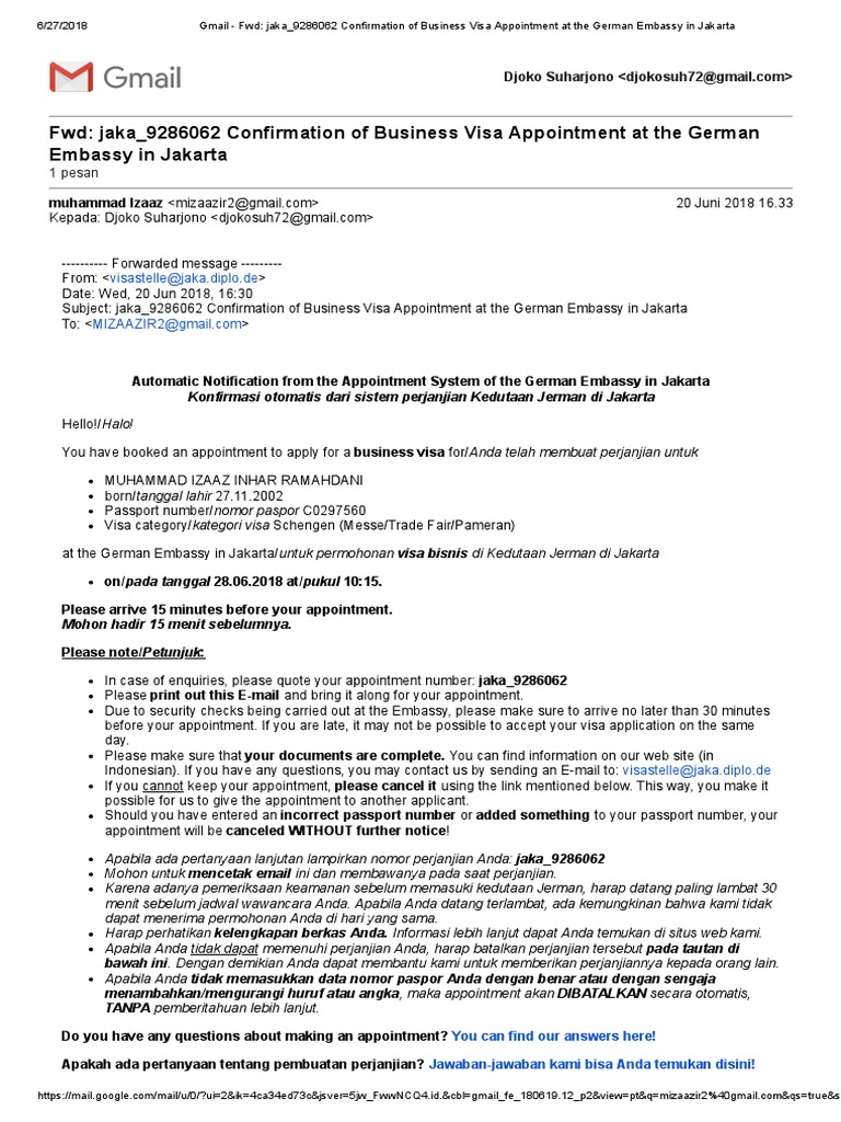 Gmail - FWD - Jaka - 9286062 Confirmation of Business Visa Appointment ...