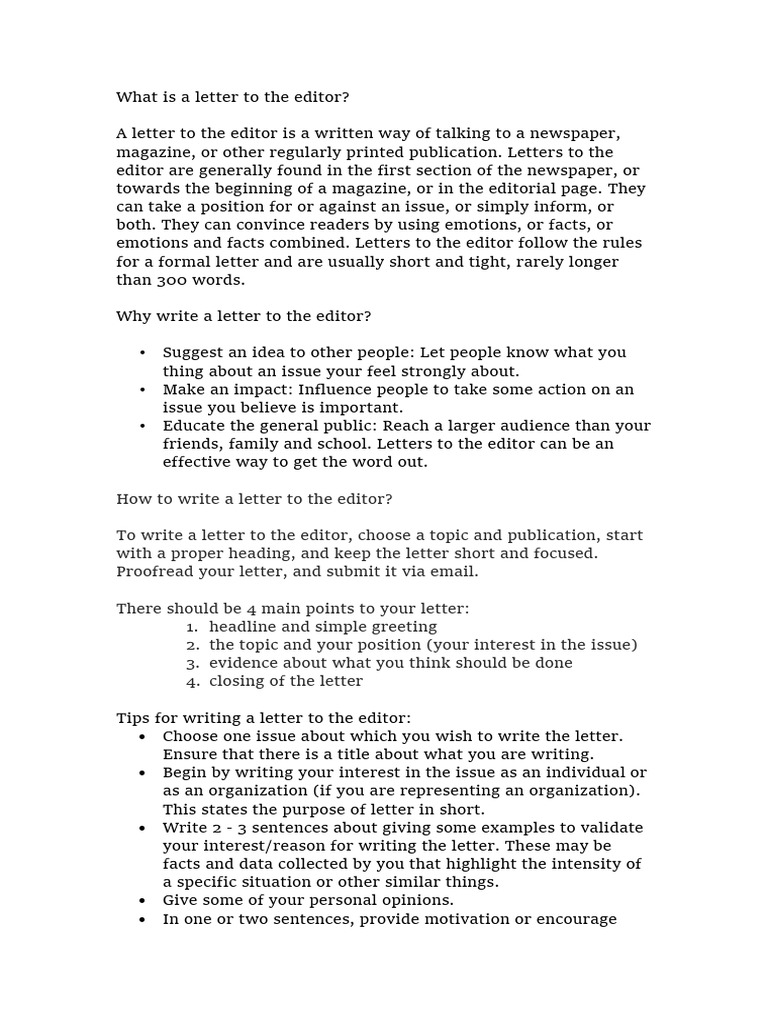 What Is A Letter To The Editor and Why Should You Write One | Download ...