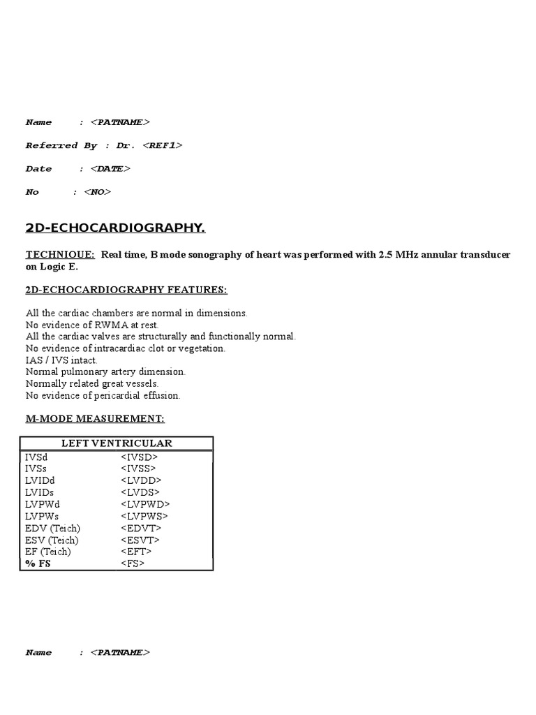 2-d Echo - 2 D Echo - Normal | PDF
