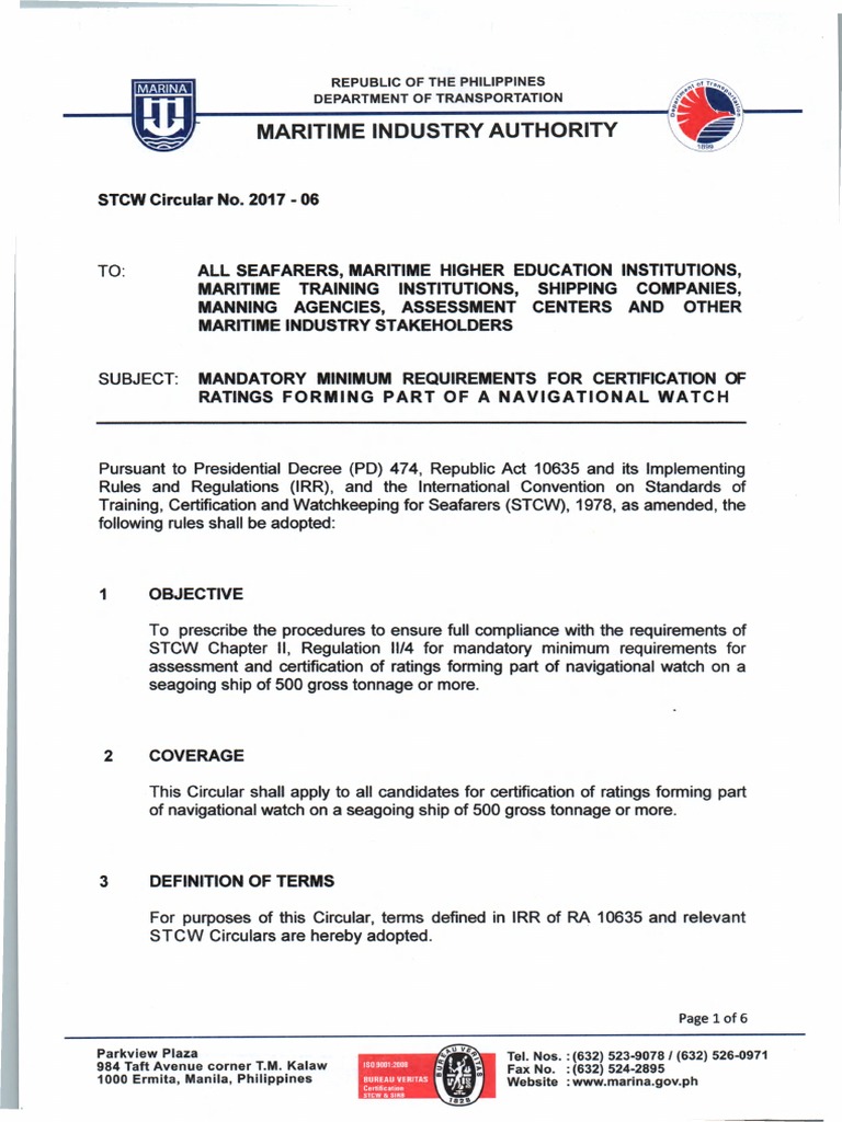 STCW Circular No. 2017 06 | PDF | Social Institutions | Social Science