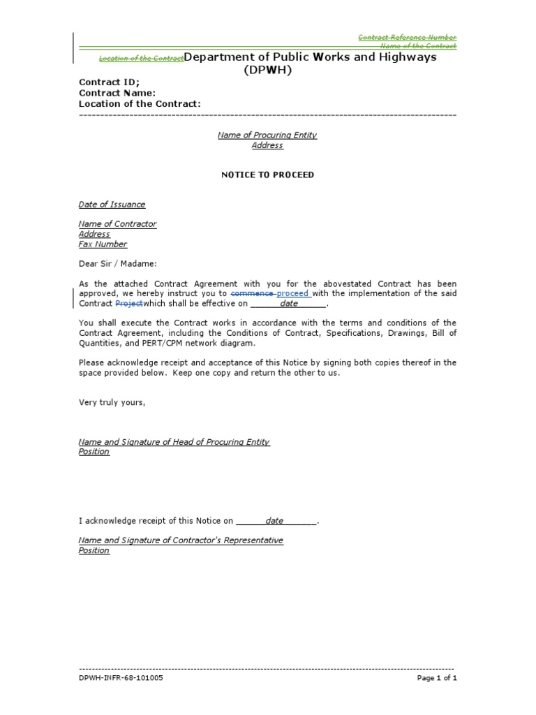 DPWH Contract Agreement Notice | PDF | Law | Technology & Engineering