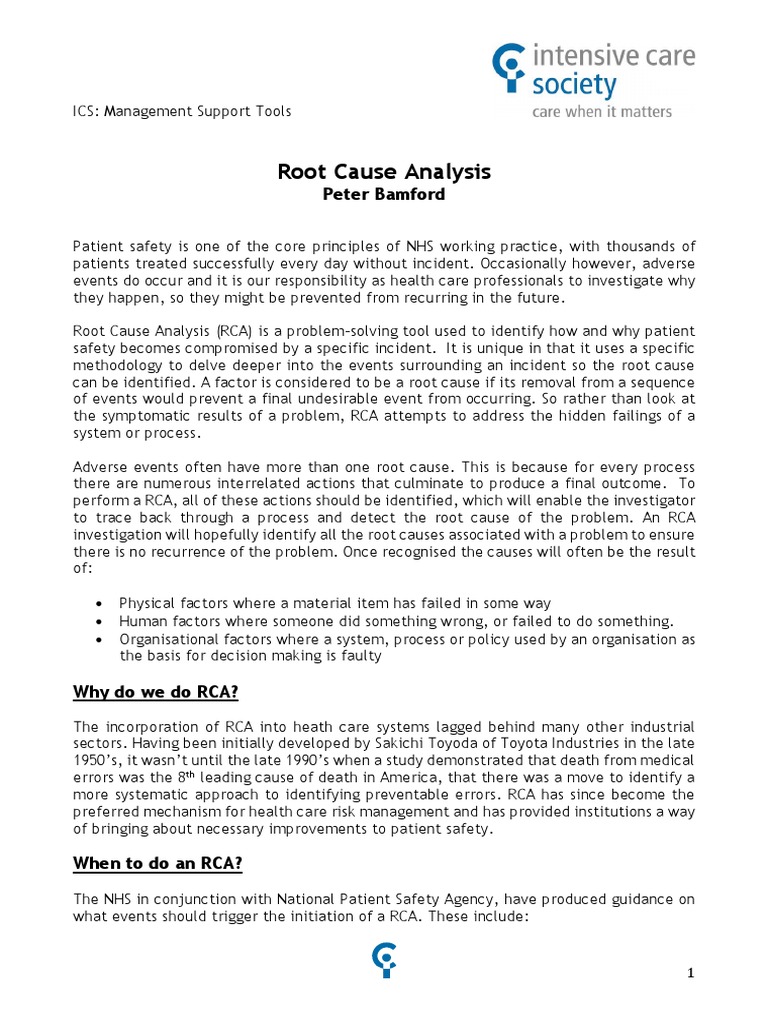 Root Cause Analysis | PDF | Causality | Patient Safety