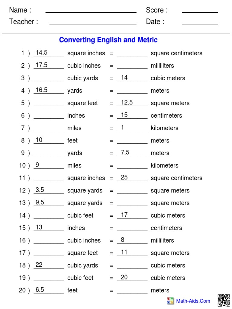 English to Metric Conversion Guide | PDF | Foot (Unit) | Metre