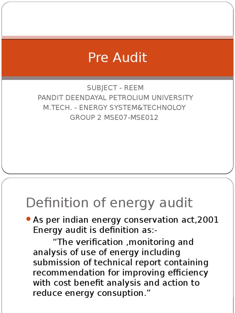 Pre-Audit Phase for Energy Audits | PDF | Audit | Nature