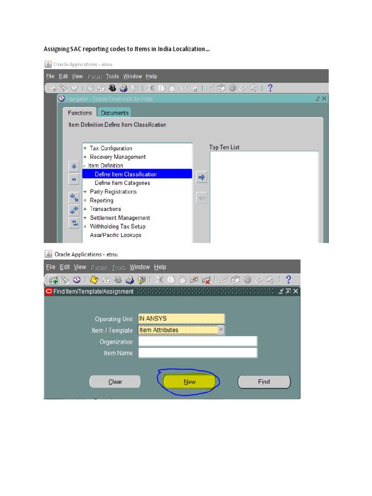 Assigning SAC Reporting Codes To Items in India Localization | PDF