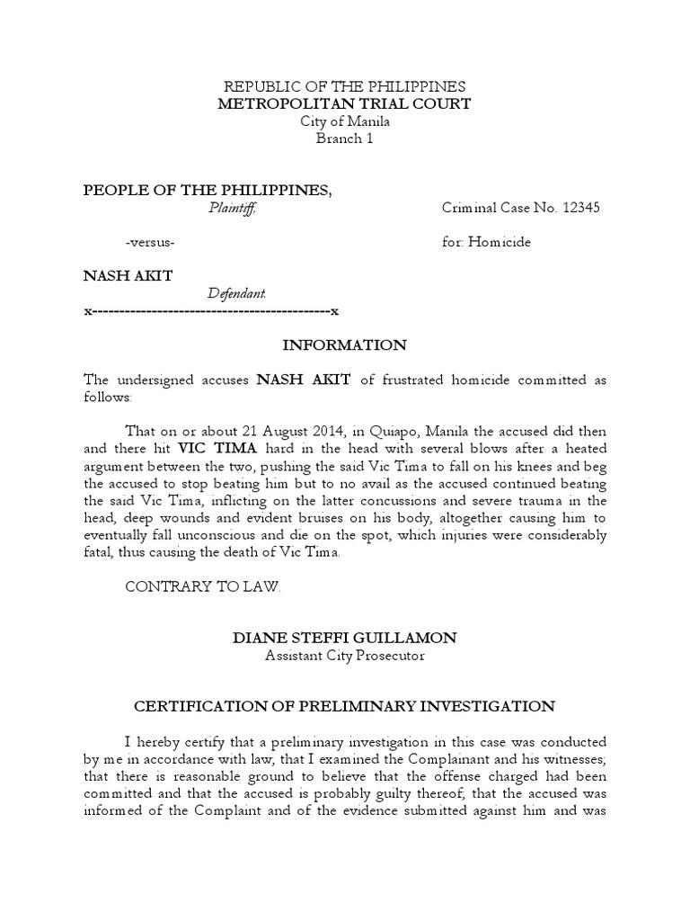 Homicide Case Against Nash Akit | PDF | Law