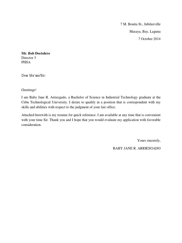 Application Letter | PDF