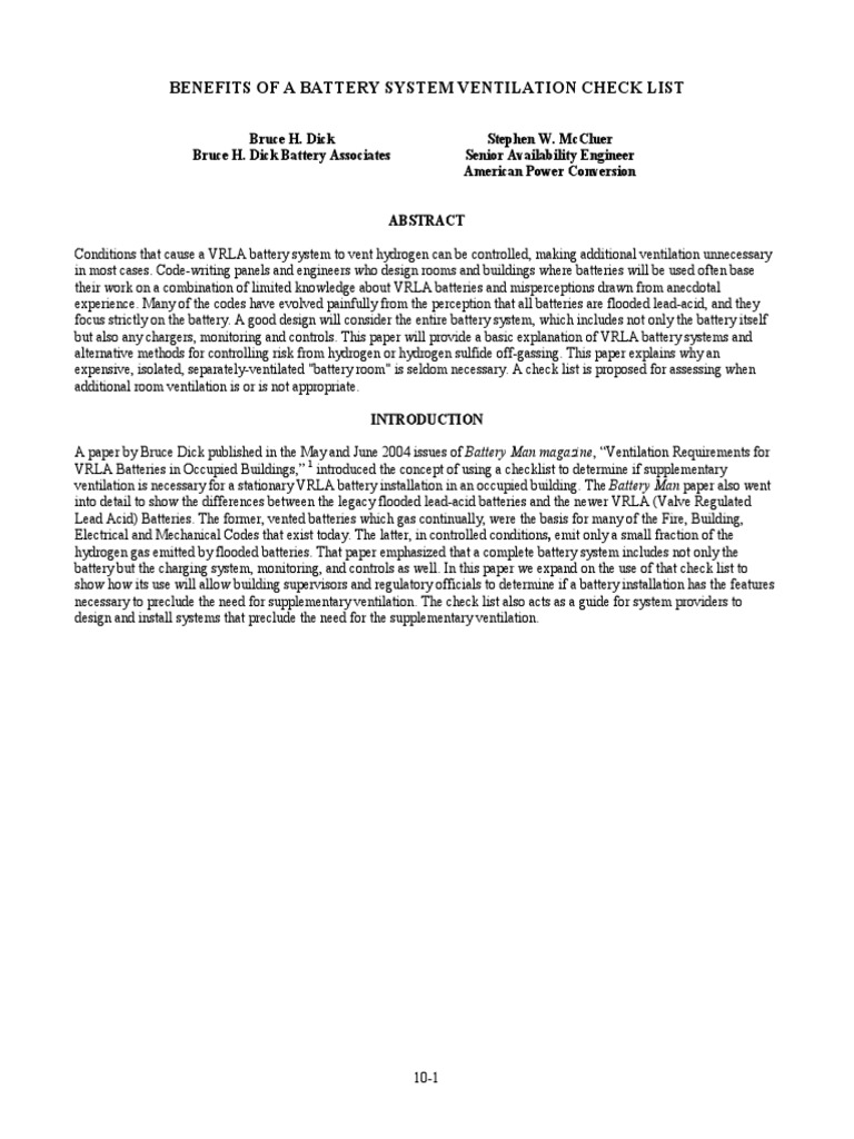 Battery Room Ventilation Guide | PDF | Battery Charger | Air Conditioning