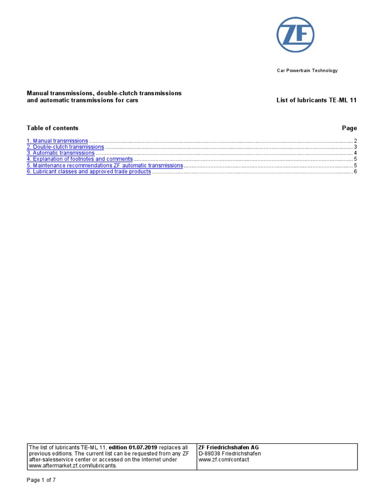 ZF Atf PDF | PDF | Automatic Transmission | Audi