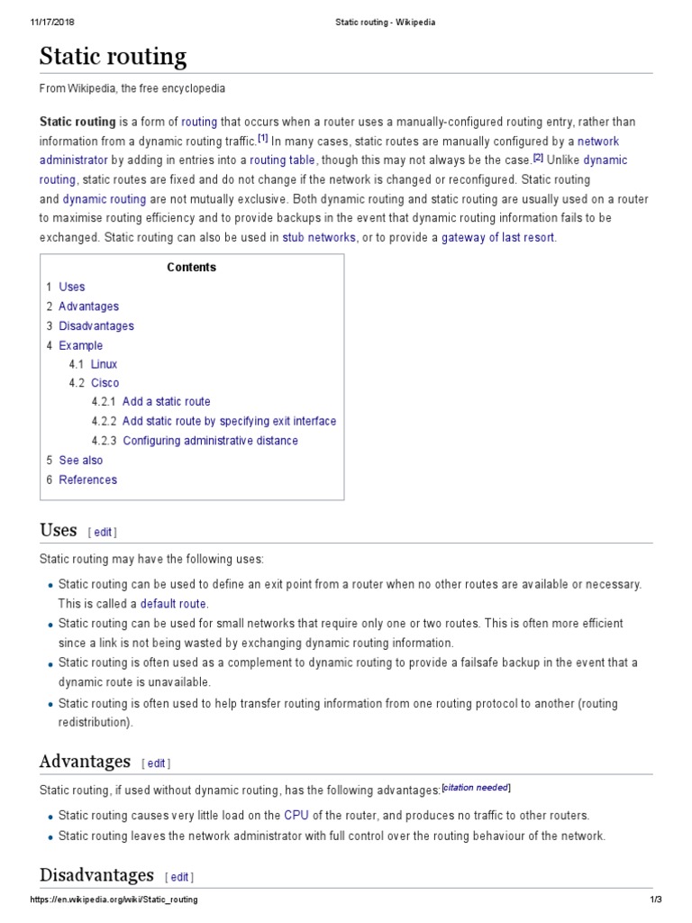 Static Routing | Download Free PDF | Routing | Router (Computing)