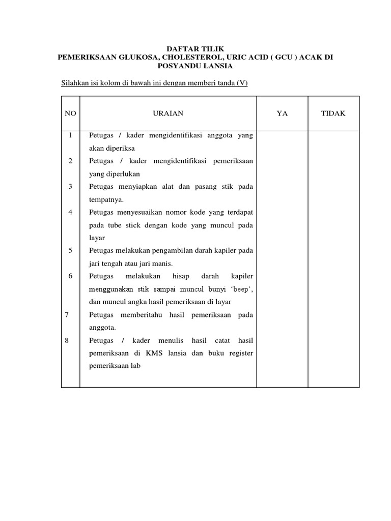 Daftar Tilik Lansia | PDF | Sains & Matematika