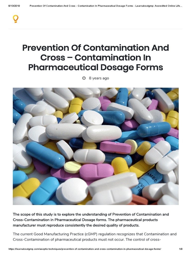 Prevention of Contamination and Cross - Contamination in Pharmaceutical ...