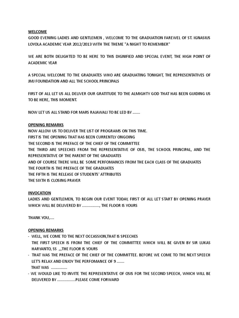 Script Hosting Graduation Farewell | PDF