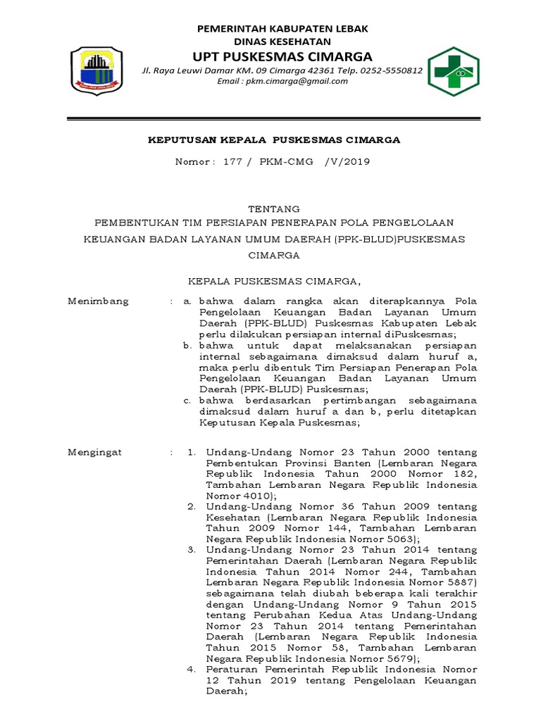 Template SK Tim Persiapan PKM | PDF