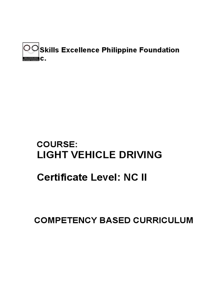Competency Based Curriculum Driving | PDF | Occupational Safety And ...