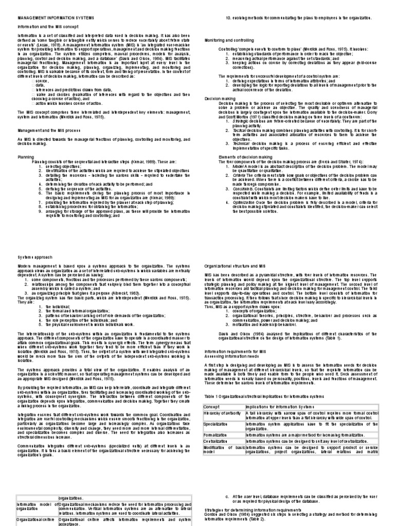Management Information System | PDF | System | Decision Making
