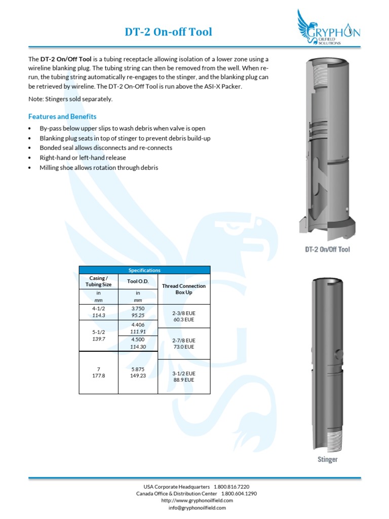 DT-2 On/Off Tool Specifications | PDF