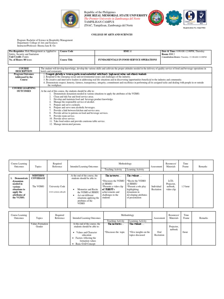 RFP HME1 Food Service Operation | Menu | Restaurants