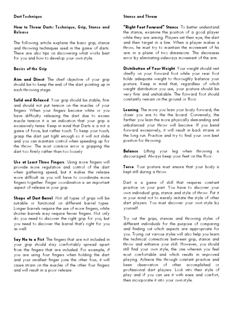 Dart Technique How To Throw Darts: Technique, Grip, Stance and Release ...