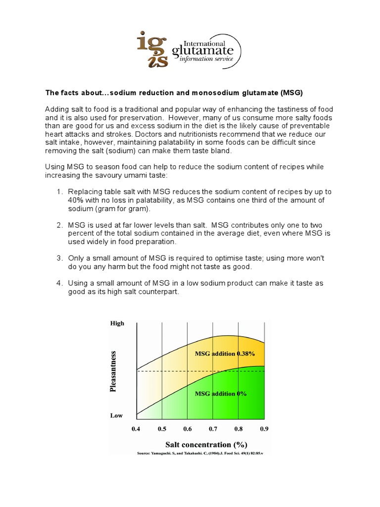 Sodium Reduction and MSG (Monosodium Glutamate) Fact Sheet | PDF ...