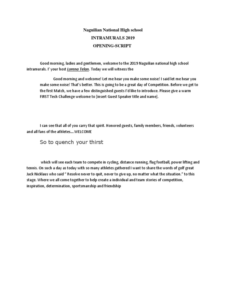 So To Quench Your Thirst: Naguilian National High School Intramurals ...