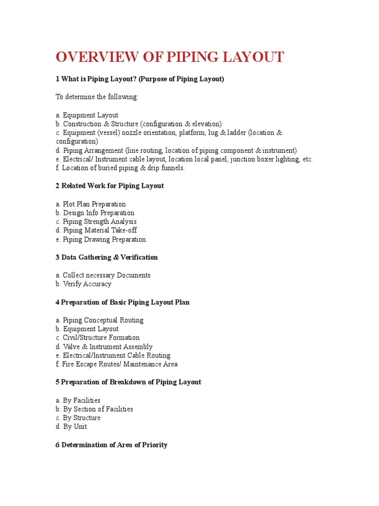 Overview of Piping Layout-1 | PDF | Pipe (Fluid Conveyance) | Chemical ...