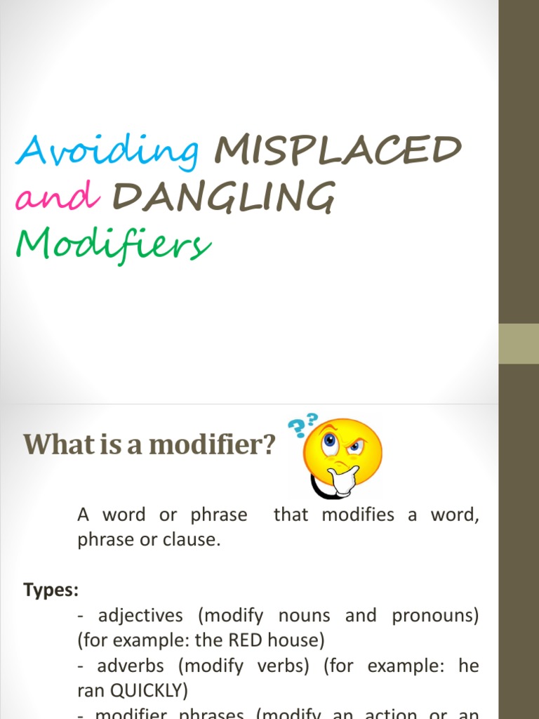 MISPLACED and DANGLING Modifiers | PDF | Adverb | Adjective