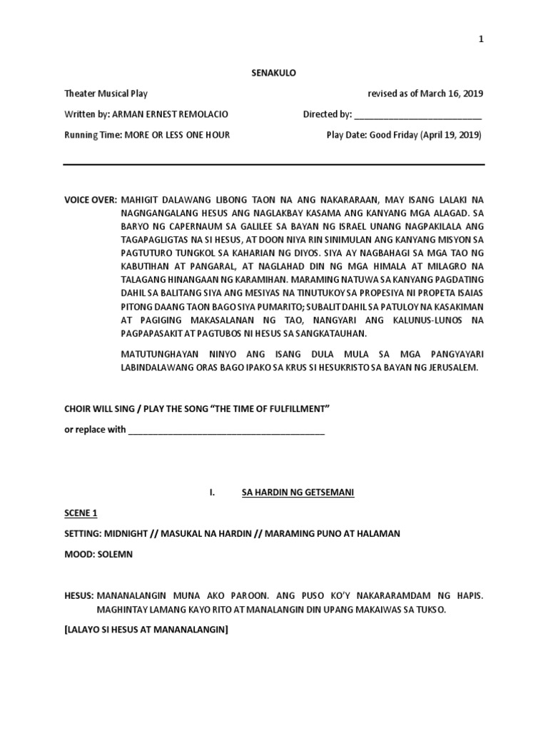 Senakulo Script For Good Friday (TAGALOG) | PDF