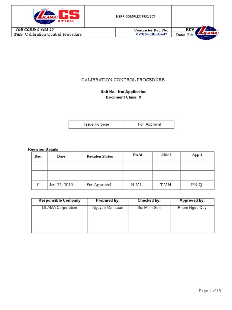 Calibration Control Procedure | PDF | Calibration | Nondestructive Testing