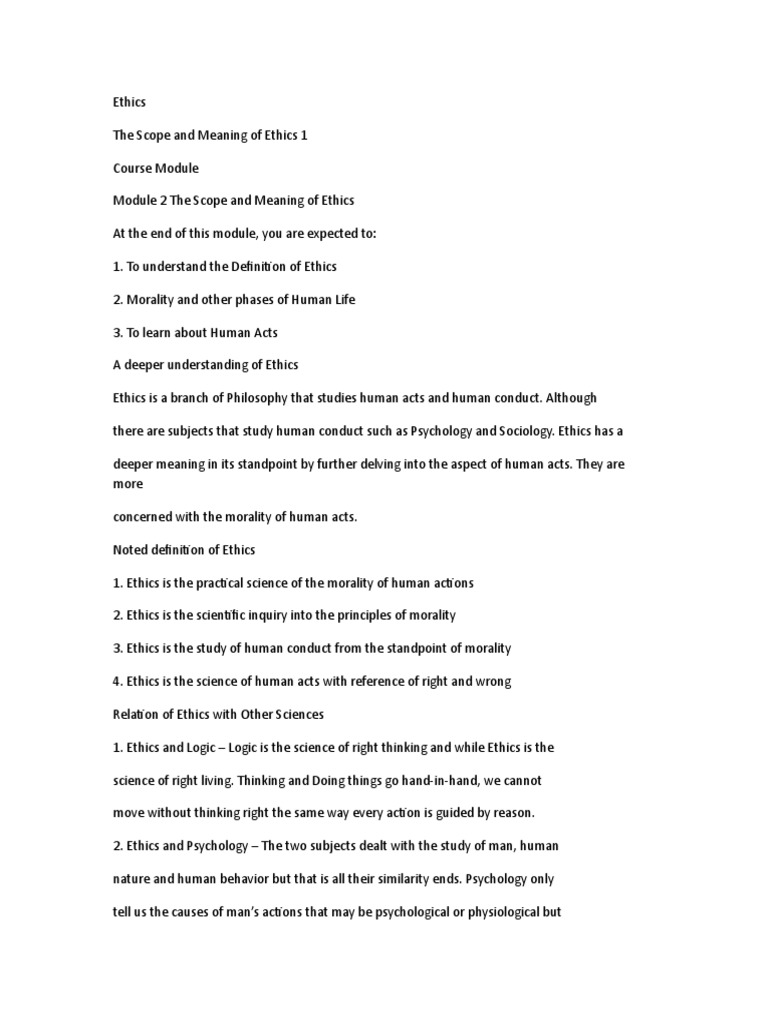 Ethics Module | PDF | Reason | Inductive Reasoning