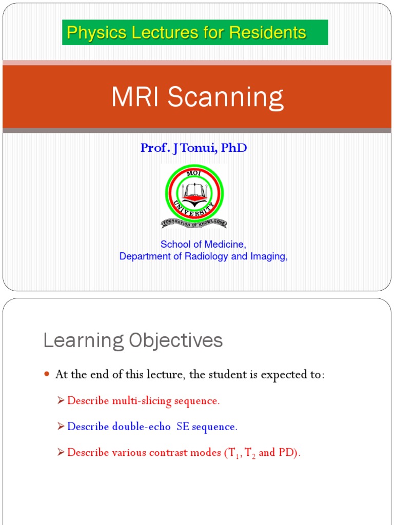 MRI Scanning: Physics Lectures For Residents | PDF | Magnetic Resonance ...