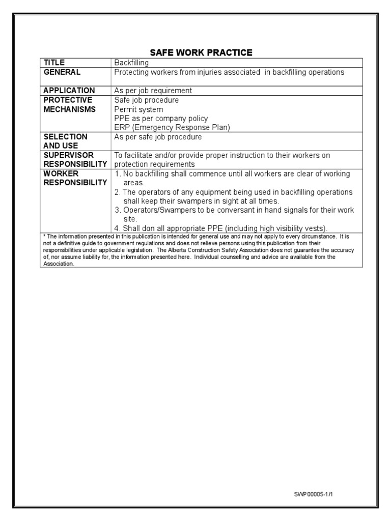 Safe Work Practice: Title General Application Protective Mechanisms | PDF