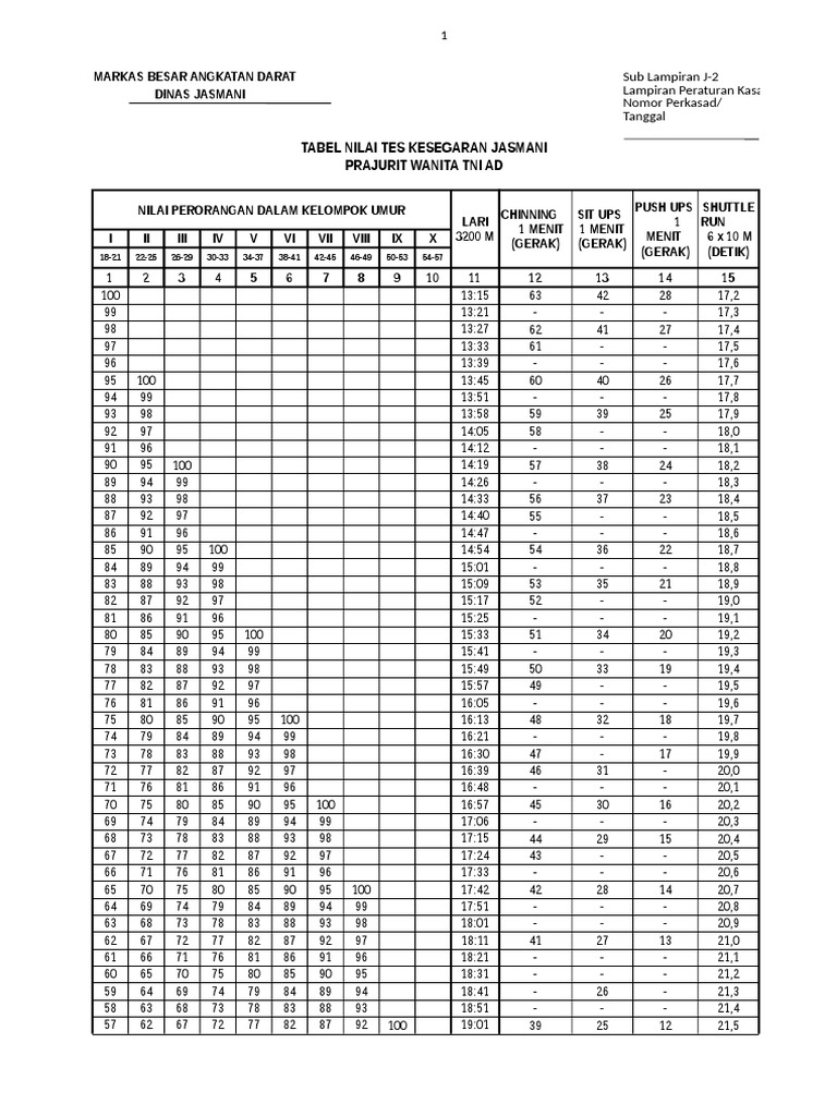 TABEL Kebugaran Jasmani | PDF