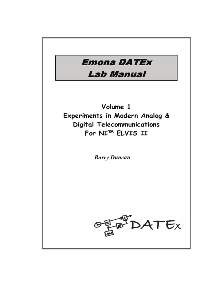 Emona DATEx Vol1 LabManual E2 ANS v3 PDF | PDF