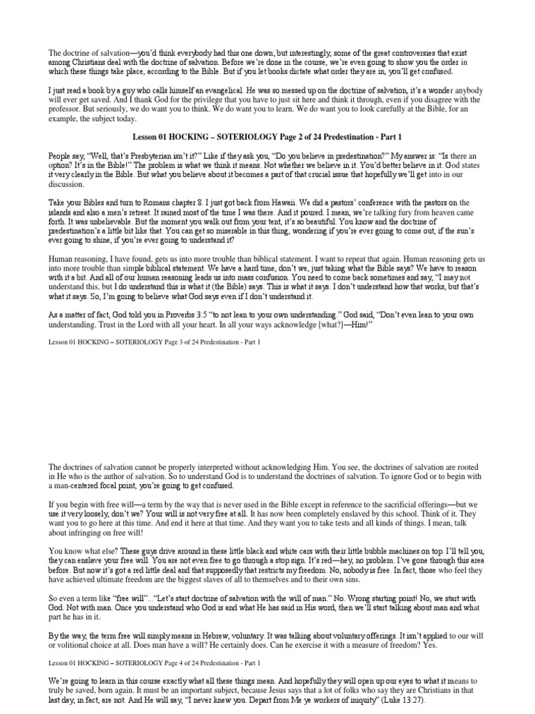 The Doctrine of Salvation Predestination | PDF | Perseverance Of The ...