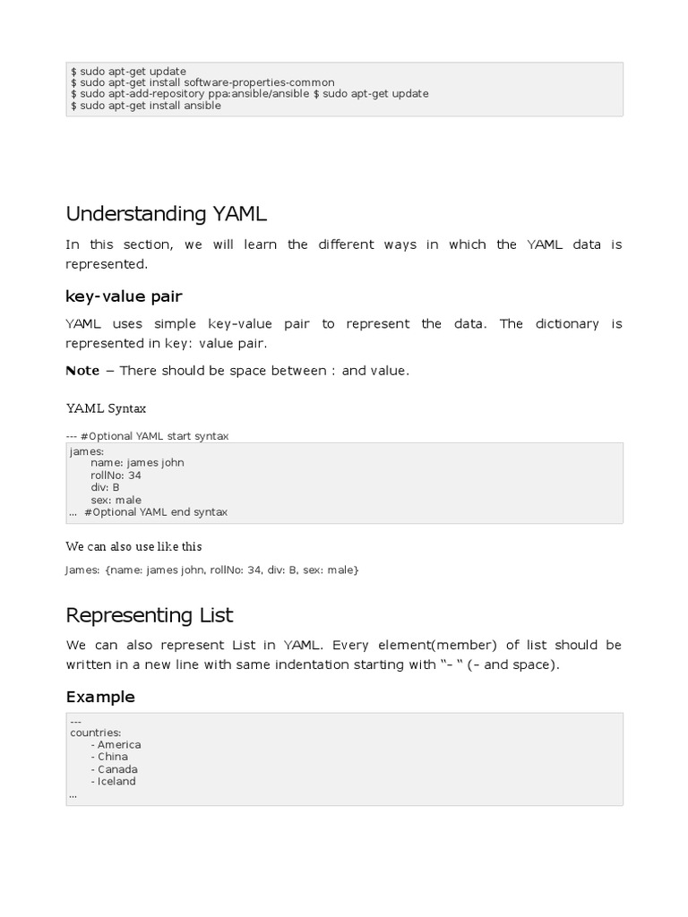 Understanding YAML: Key-Value Pair | PDF | Information Technology ...